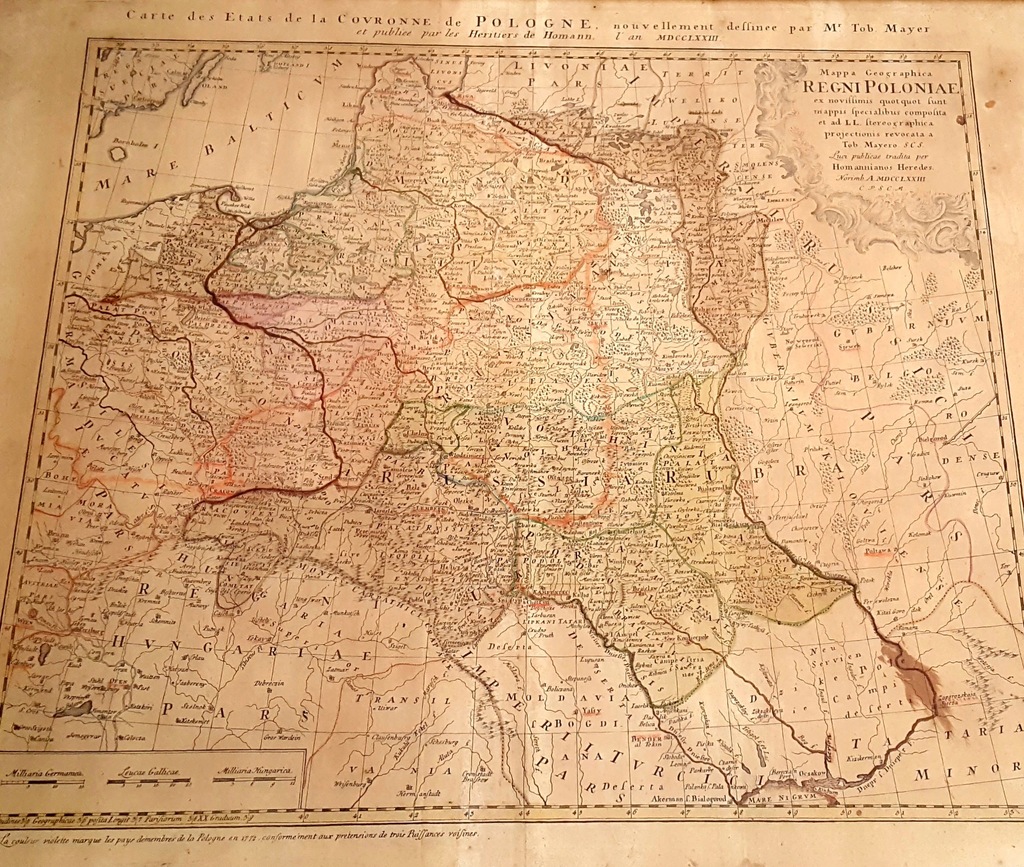 TOBIAS MAYER stara mapa polski 1772 1773 orginał - 13346808922 ...