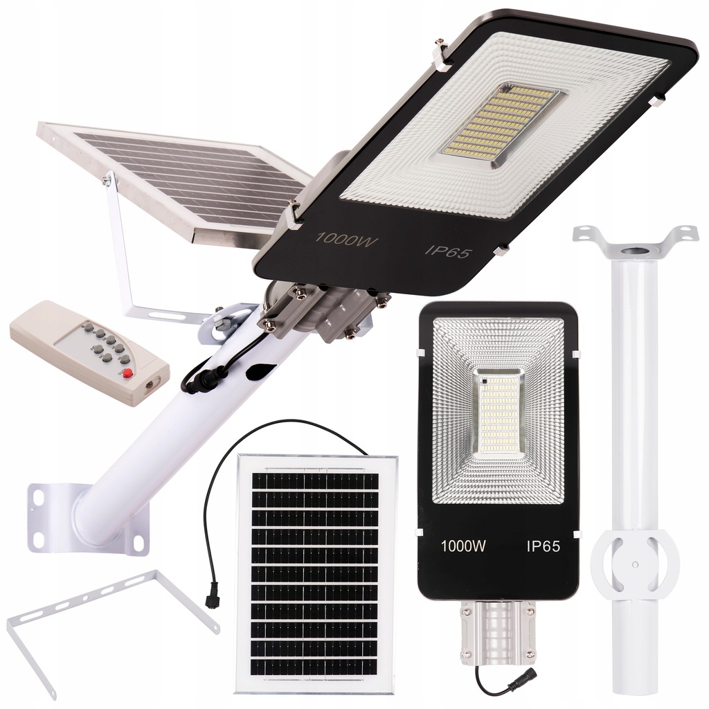 MOCNA LATARNIA OGRODOWA LAMPA SOLARNA NA SŁUP PANEL UCHWYT PILOT CZUJNIK - 17190022653 ...