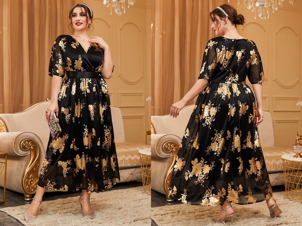 Shein Curve czarna sukienka maxi XL - 13686133580 - oficjalne archiwum Allegro