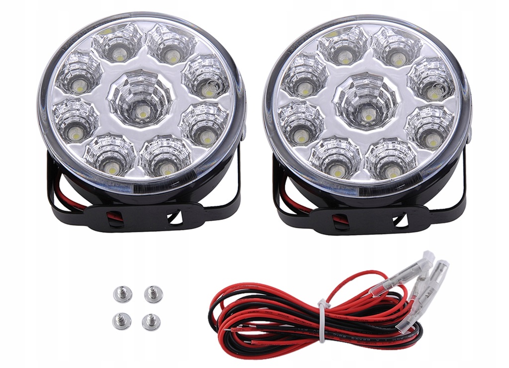 MOCNE ŚWIATŁA DZIENNE DO AUTA LAMPY 9 LED OKRĄGŁE - 8345939151 ...