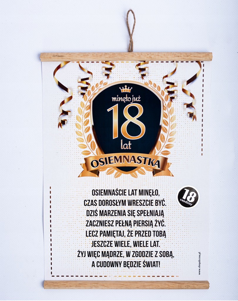 DYPLOM NA 18 URODZINY CERTYFIKAT PREZENT - 8405026499 - oficjalne archiwum Allegro