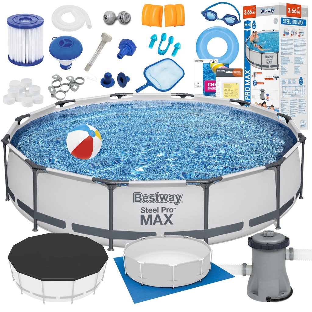 BASEN STELAŻOWY BESTWAY 366x76 ZESTAW 24w1 56416 - 12236863481 - oficjalne archiwum Allegro