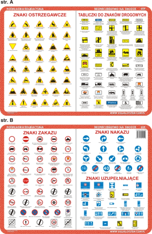 Podkładka ZNAKI DROGOWE Nakazu Zakazu Ostrzegaw 59 - 7792934946 ...