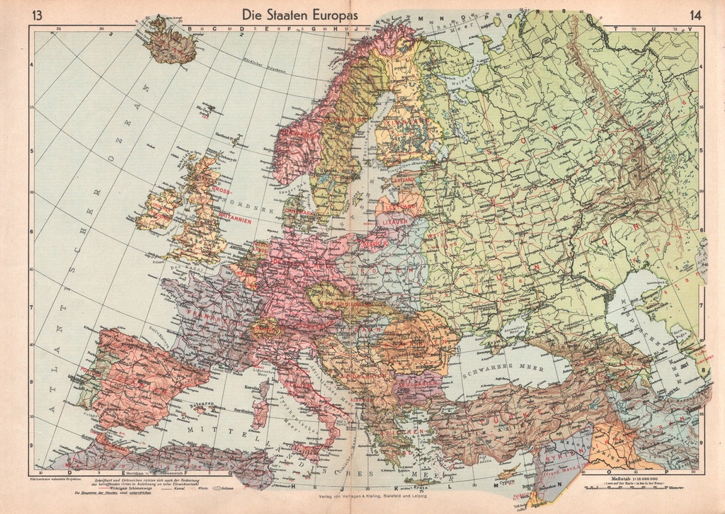II RP EUROPA STARA MAPA 1938 r. ORYGINAŁ - 11821343077 - oficjalne ...
