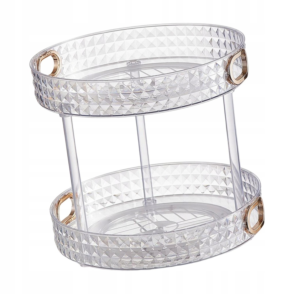 Rotating Desktop Perfume Tray Rack Vanity Tray Spice Rack 2 Tiers Clear ...