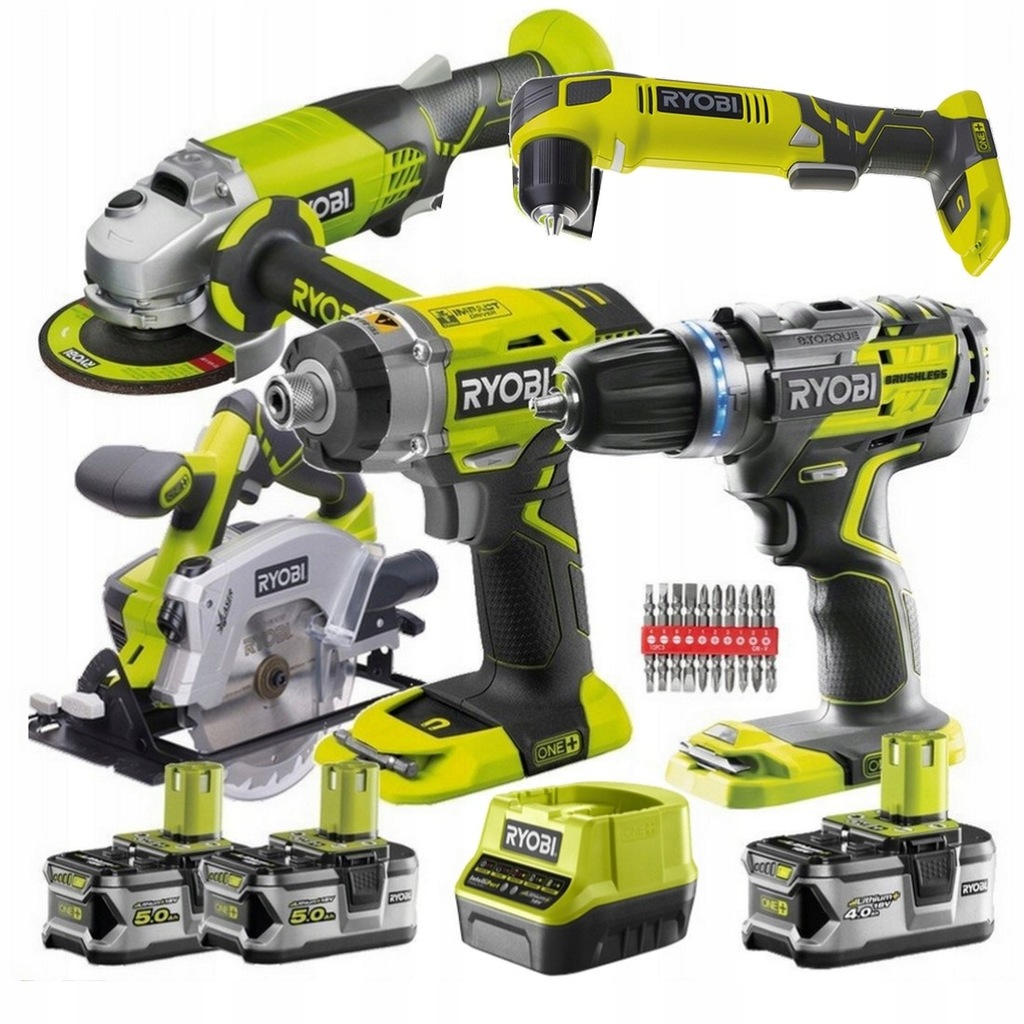 RYOBI COMBO ZESTAW NARZĘDZI 5SZT WKRĘTARKA R18PDBL - 6889835193 ...