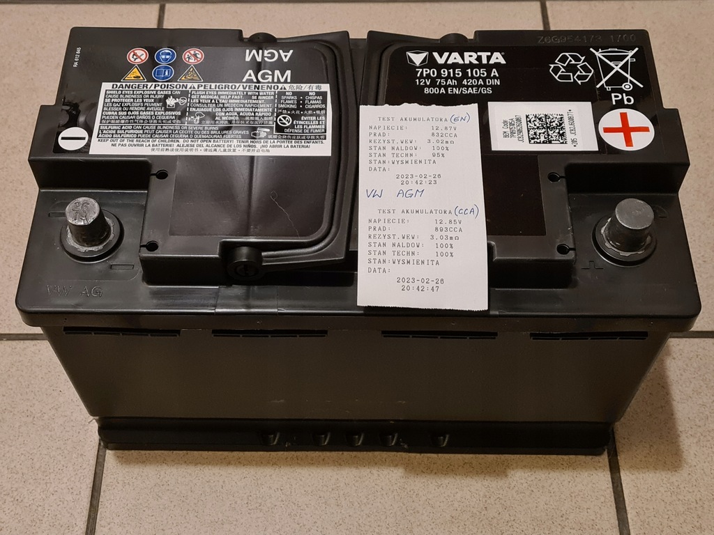 Akumulator Audi - Volkswagen AGM - 75Ah 800A IGŁA! - 13935908384 ...