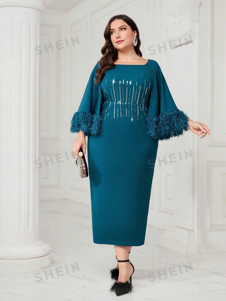 KOKATAJLOWA CEKINY SHEIN 48 SUKIENKA NIEBIESKA MIDAXI PROSTA - 16057638218 - oficjalne archiwum ...