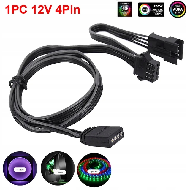 1-3 sztuk 12V 4Pin 5V 3Pin złącze RGB kabel obudowa PC wentylator taśmy ...