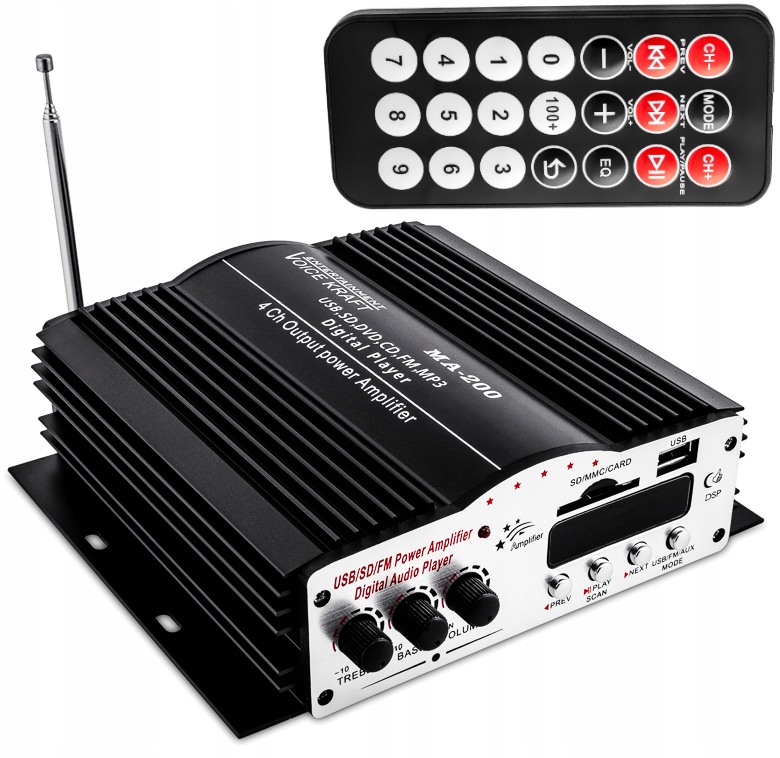 AMPLITUNER WZMACNIACZ STEREO BLUETOOTH USB SD FM - 12677193229 - oficjalne archiwum Allegro