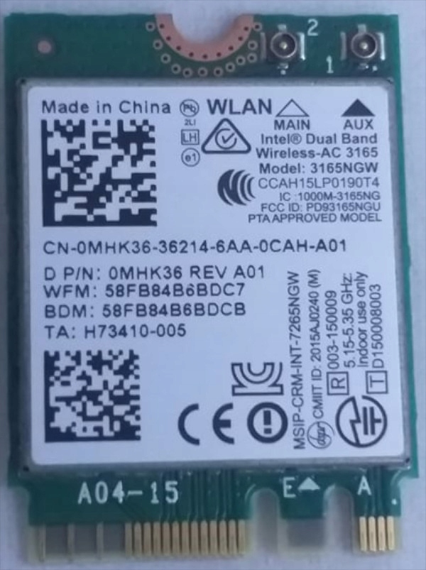 WLAN Intel Dual Band Wireless-AC 3165 - 8698734529 - oficjalne archiwum ...