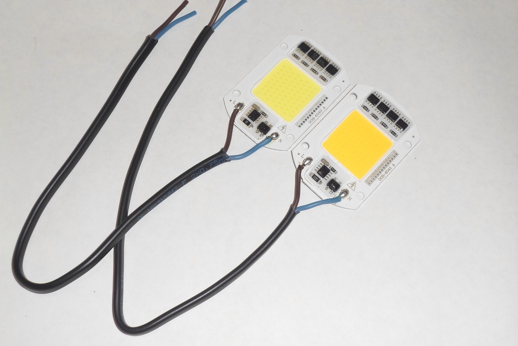 Dioda LED COB 50W zimna/ciepła 220V 230V +przewody - 7372693539 - oficjalne archiwum Allegro