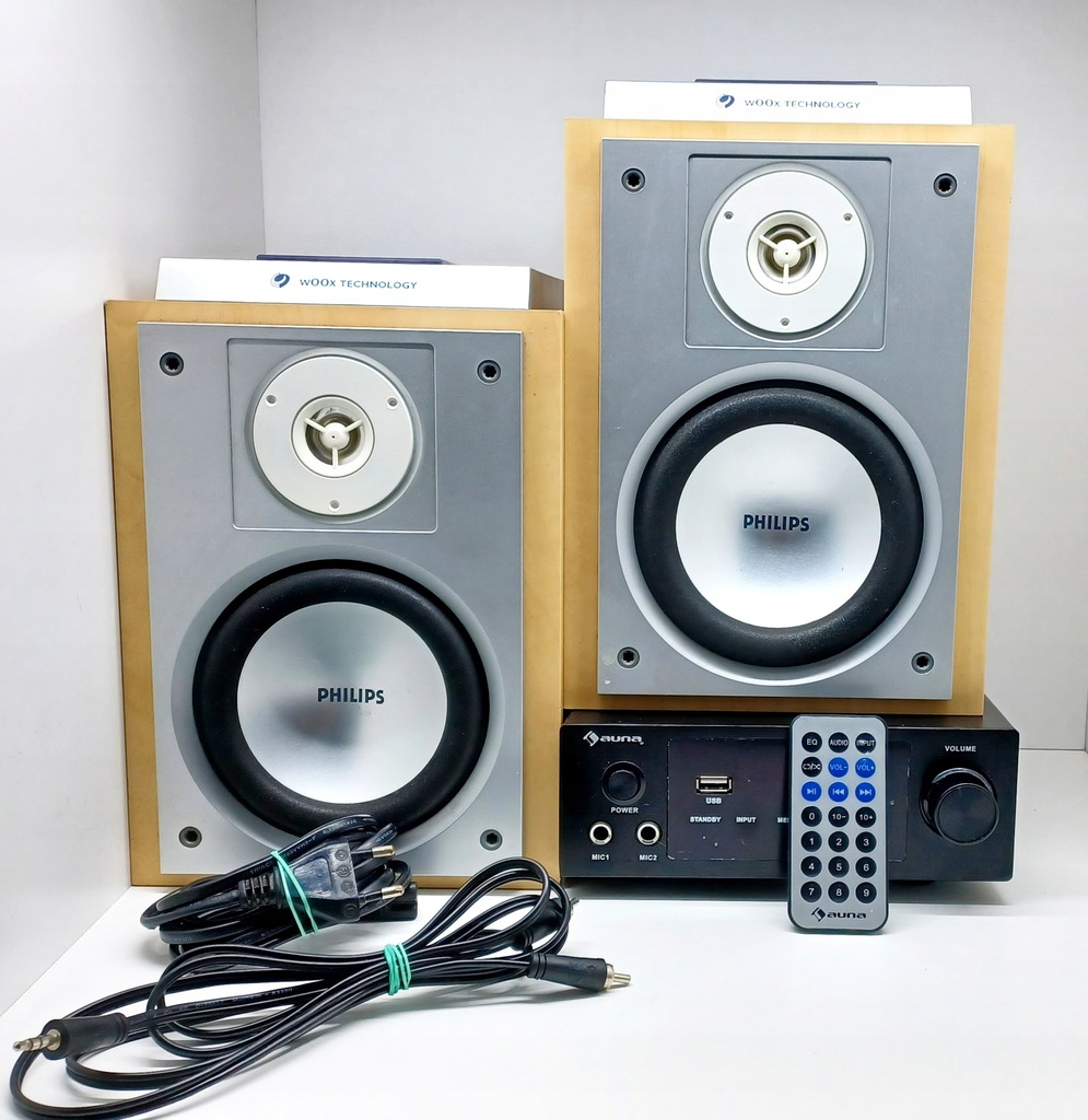 WZMACNIACZ AUNA AMP-2 DG oraz 2 KOLUMNY Philips FWB-MC70-01 ...