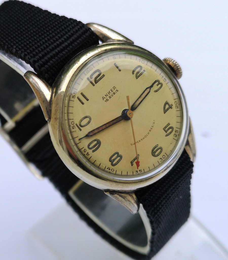 Militarny męski zegarek Anker 16 Rubis lata 40-te - 9273870006 ...