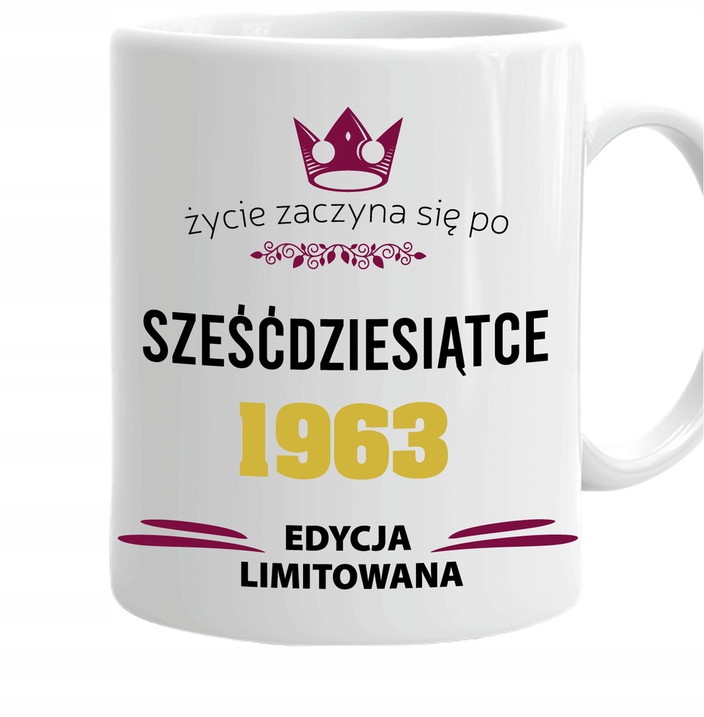 Kubek prezent na 60-te URODZINY 60 LAT 330 ml - 12633223535 - oficjalne archiwum Allegro