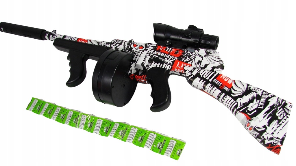 KARABIN THOMPSON TOMMY GUN KULKI ŻELOWE AUTOMAT - 12565990666 ...