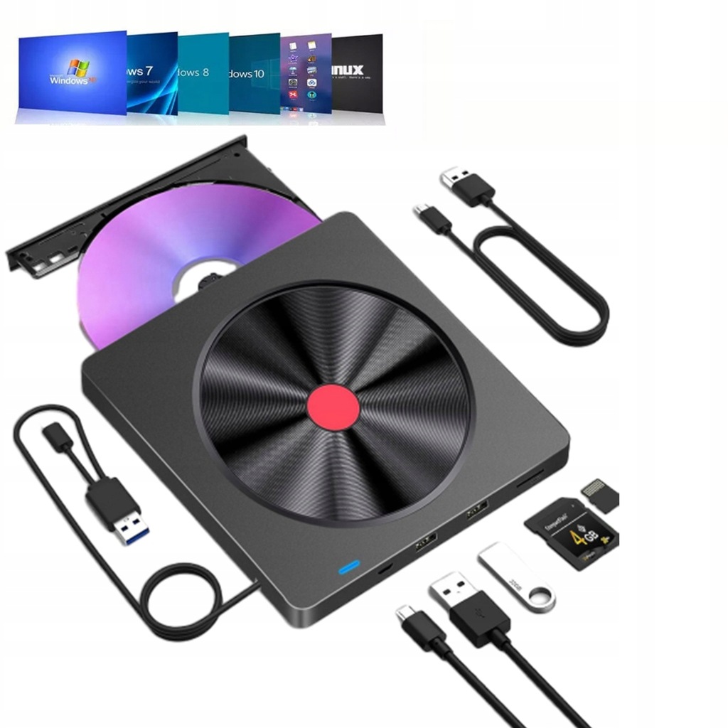 Napęd Zewnętrzny DVD Odtwarzacz CD USB 3.0 Nagrywarka do Laptopa USB ...