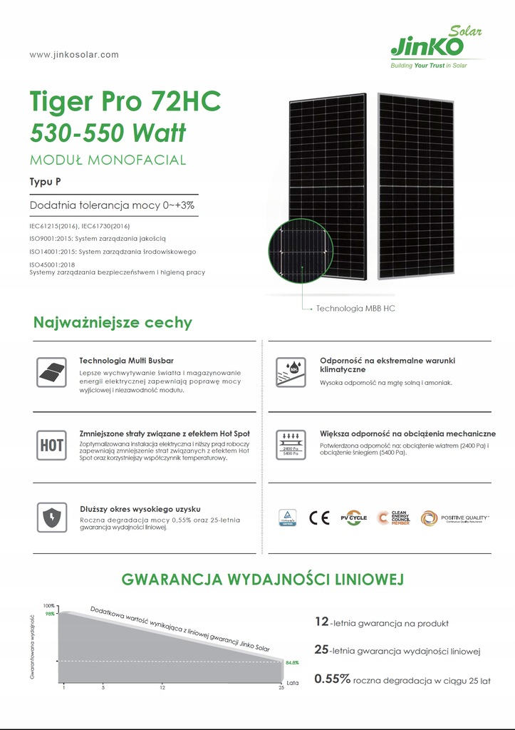 Panel Jinko Solar 535W JKM535M-72HL4-V srebrna ram - 11575771379 - oficjalne archiwum Allegro