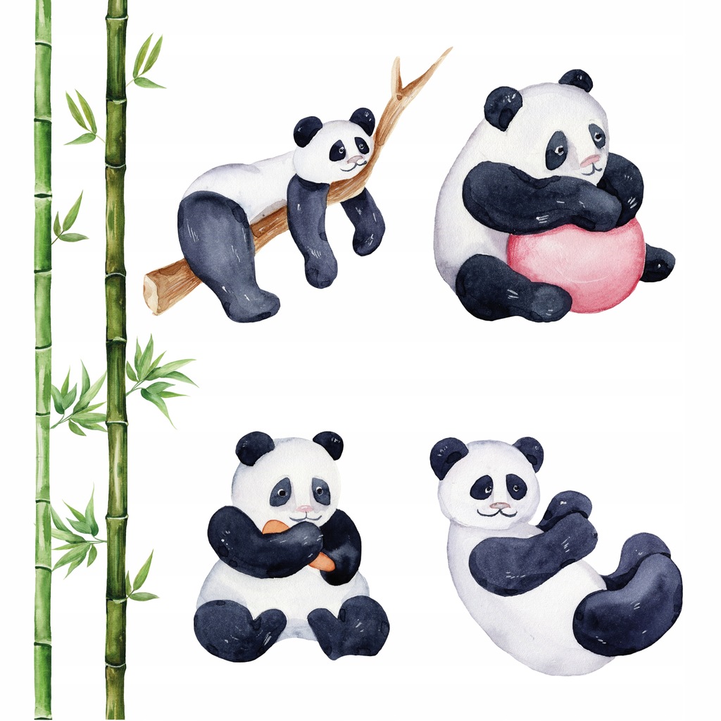 MIŚ PANDA PANDY NAKLEJKI NA ŚCIANĘ DLA DZIECI 100 - 9347184848 ...