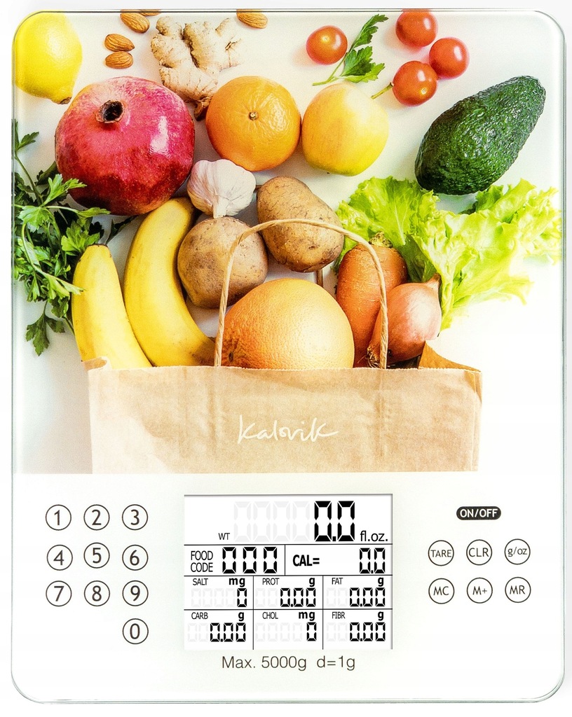 WAGA z licznikiem kalorii DOKŁADNA 5kg do kuchni DIETA TABELA WARTOŚCI ...