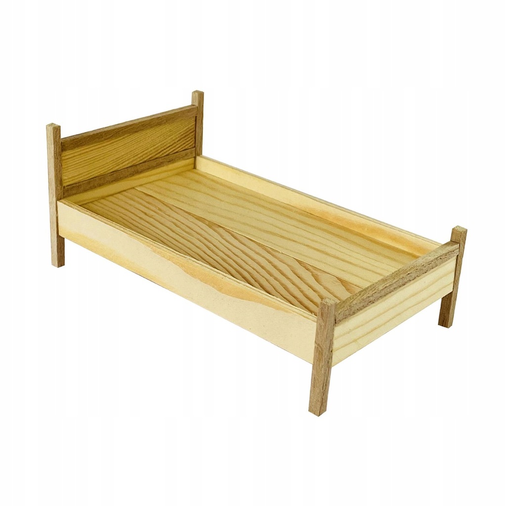1/12 Scale Dollhouse Miniature Bed Bedroom Wood Frame Miniature Bed ...