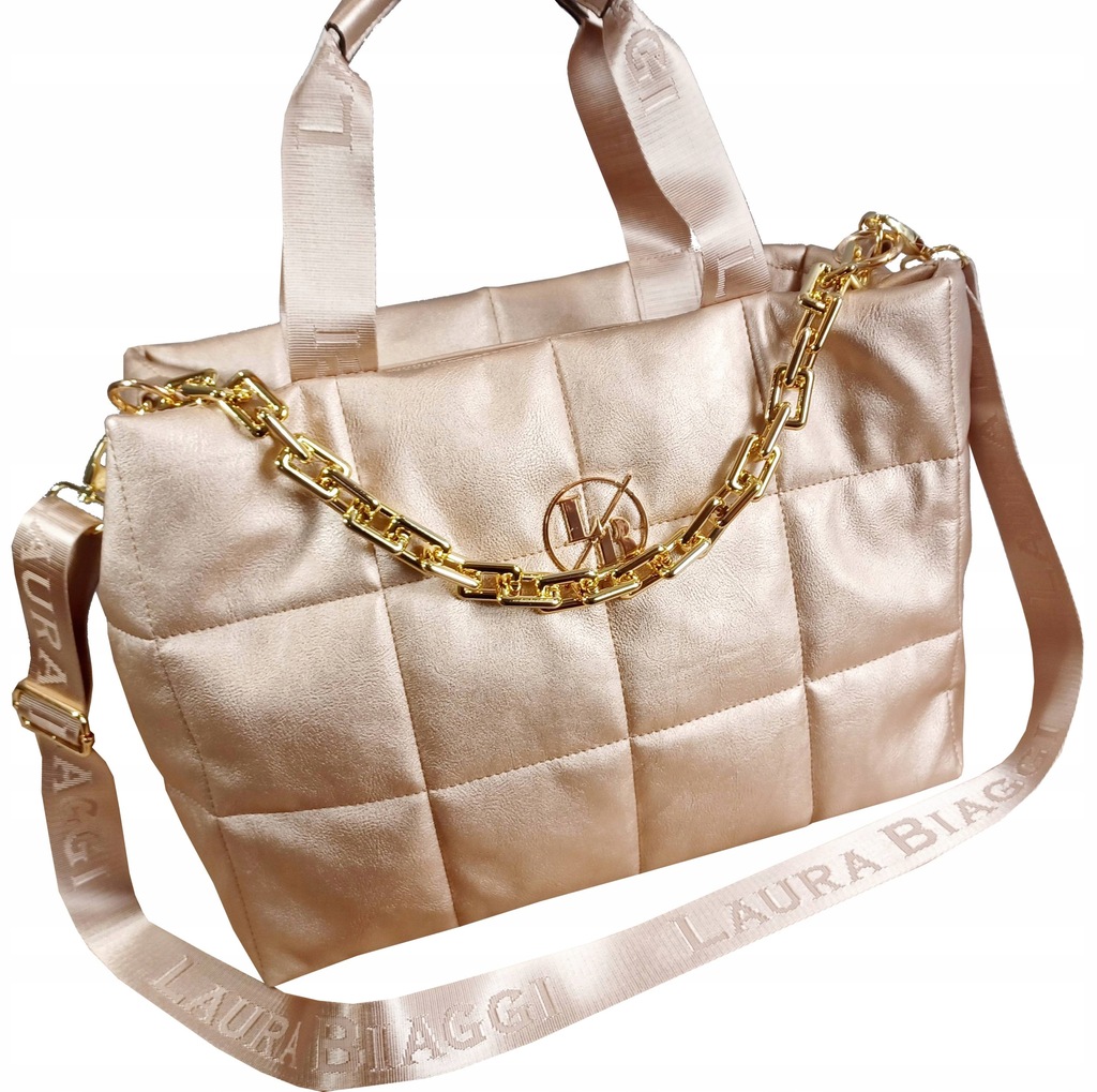 LAURA BIAGGI torebka ZŁOTA shopper ZŁOTY pikowany - 13541593002 - oficjalne archiwum Allegro