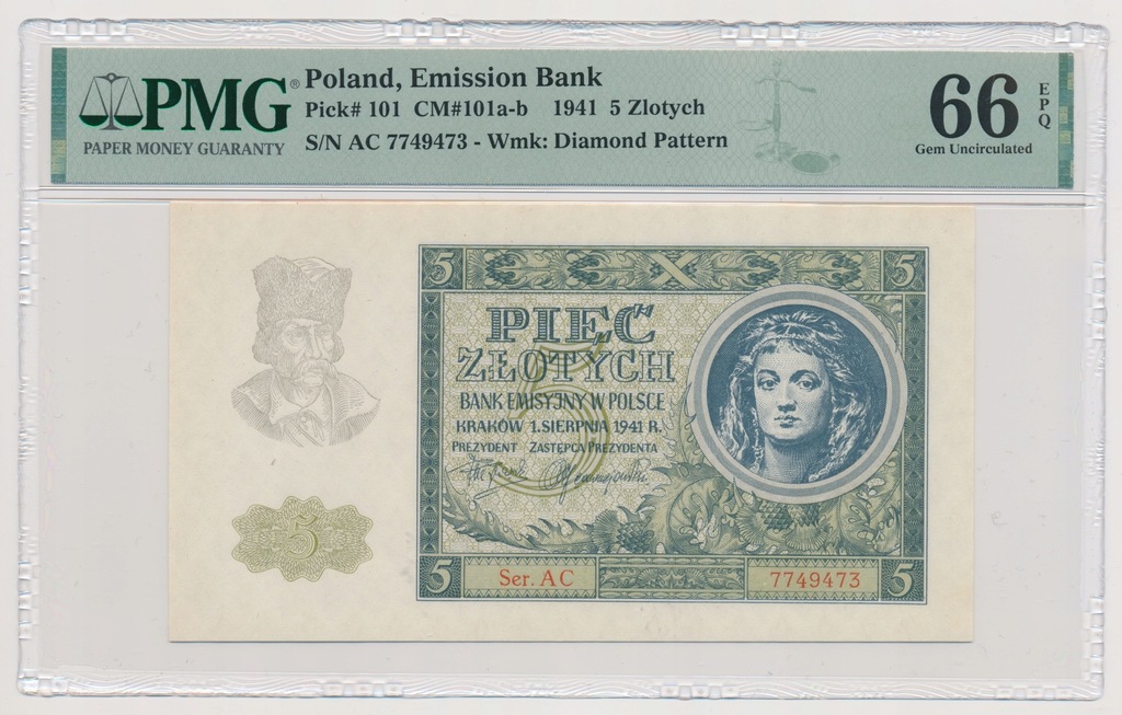 9678. 5 zł 1941 - AC - PMG 66 EPQ - 17215526302 - oficjalne archiwum ...