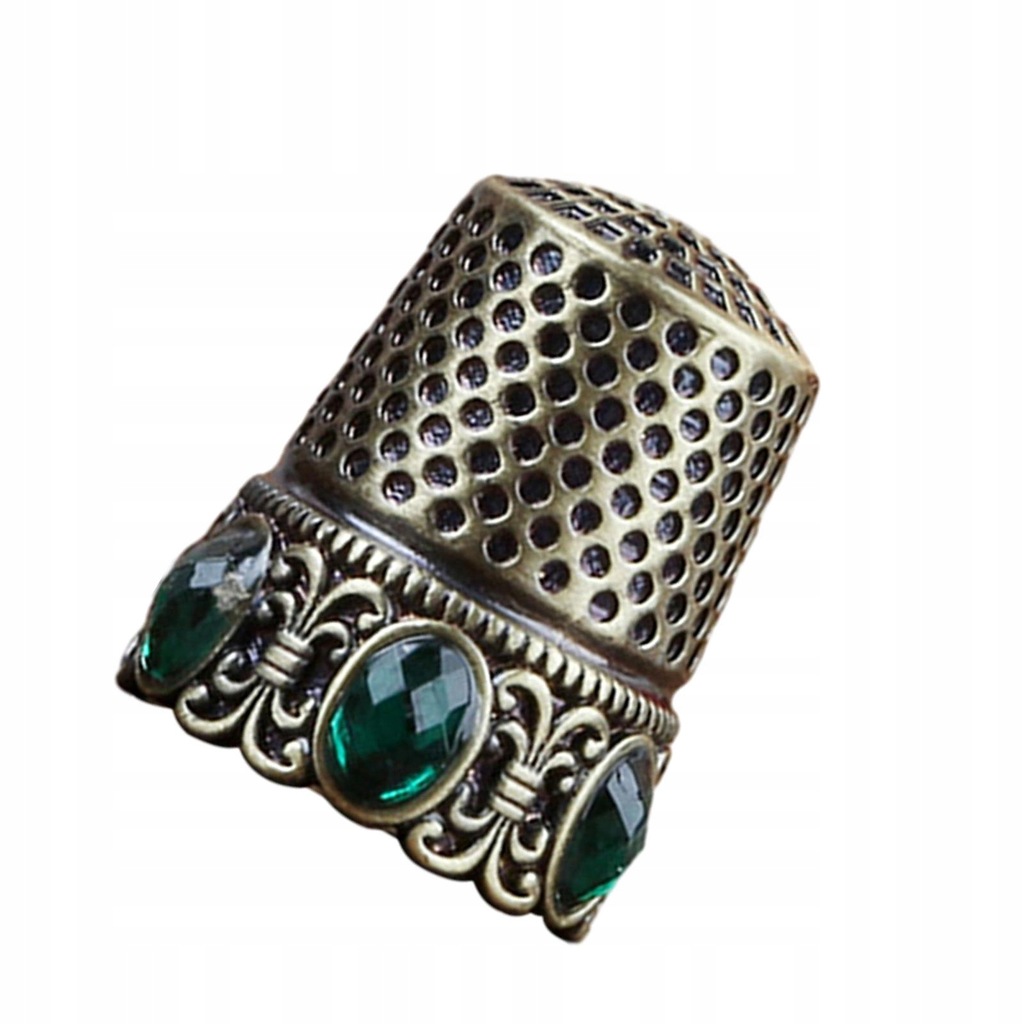 Sewing Thimble Metal Finger Cover Retro Style Fingertip Bronze Crystal ...
