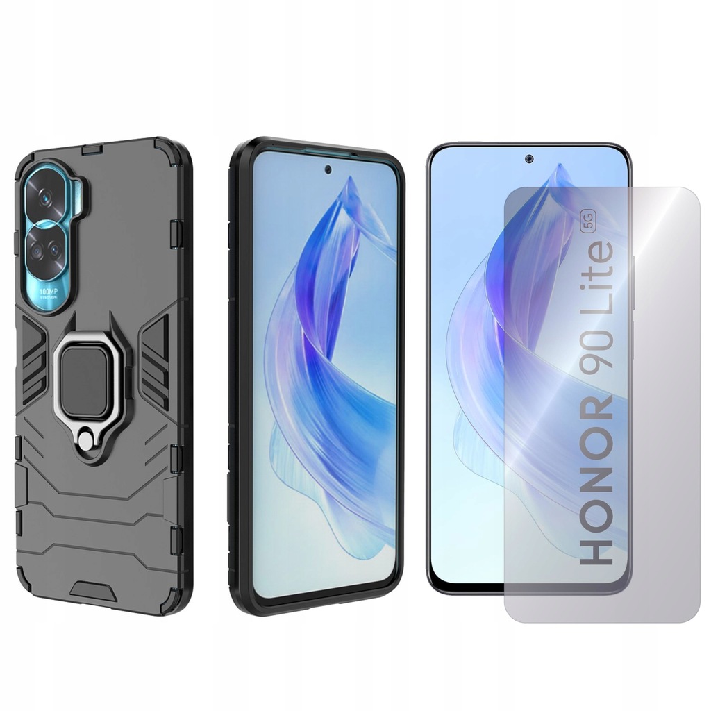 ETUI Pokrowiec do Honor 90 Lite 5G CRT-NX1 PANCERNE RING ARMOR czarne ...