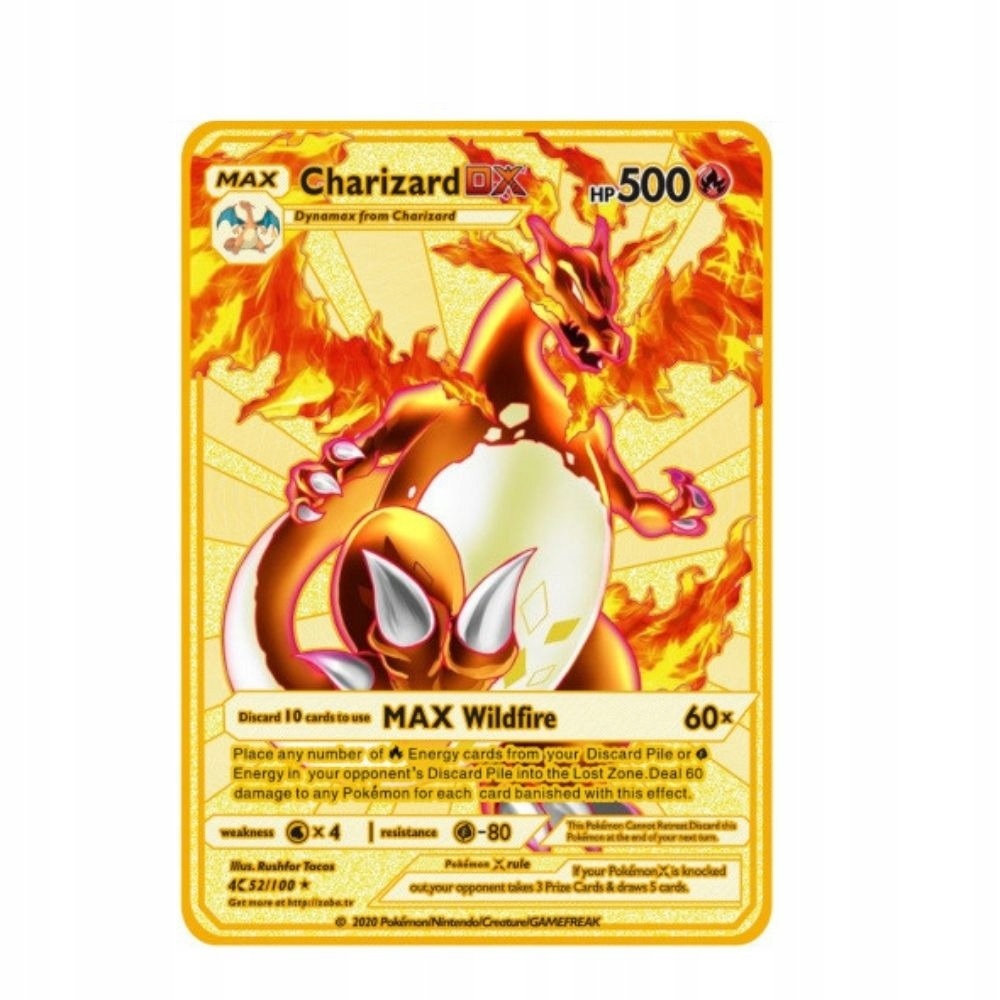 Pokemon Złota Karta Metalowa Charizard Pikachu - 13195687801 - oficjalne archiwum Allegro