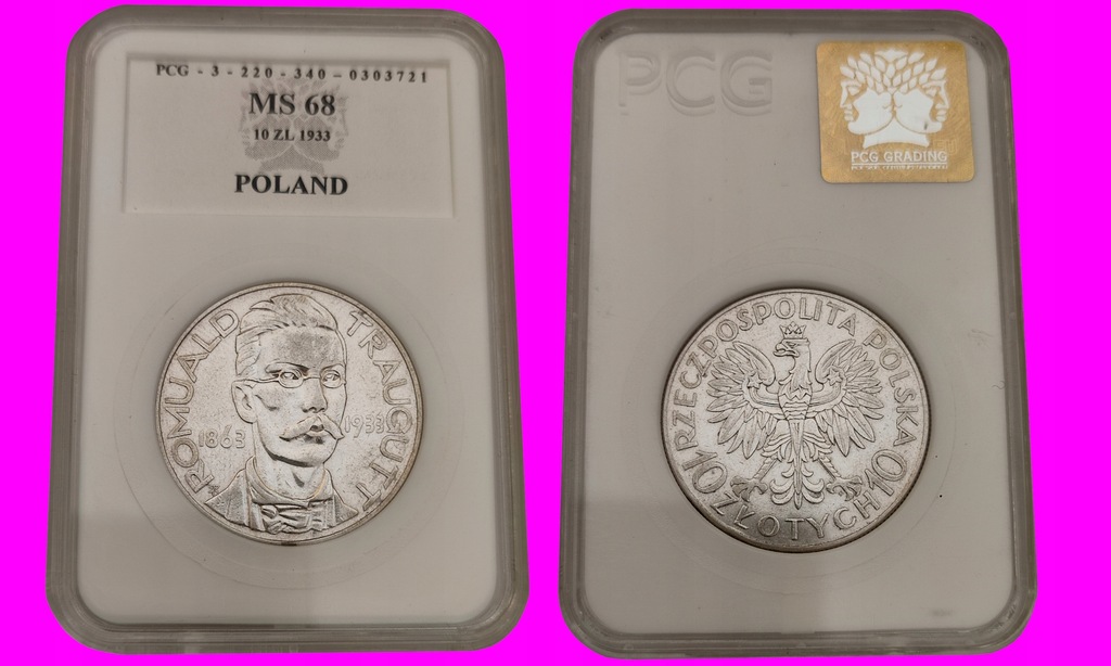 10 zł 1933 Romuald Traugutt GRADING MS68 / 9A - 13793565179 - oficjalne archiwum Allegro