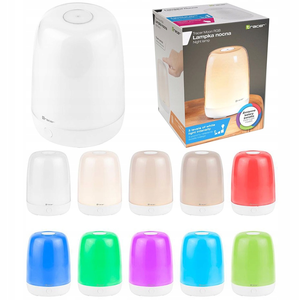 BEZPRZEWODOWA LAMPKA NOCNA BIURKOWA LED RGB KOLORY - 10228497659 - oficjalne archiwum Allegro