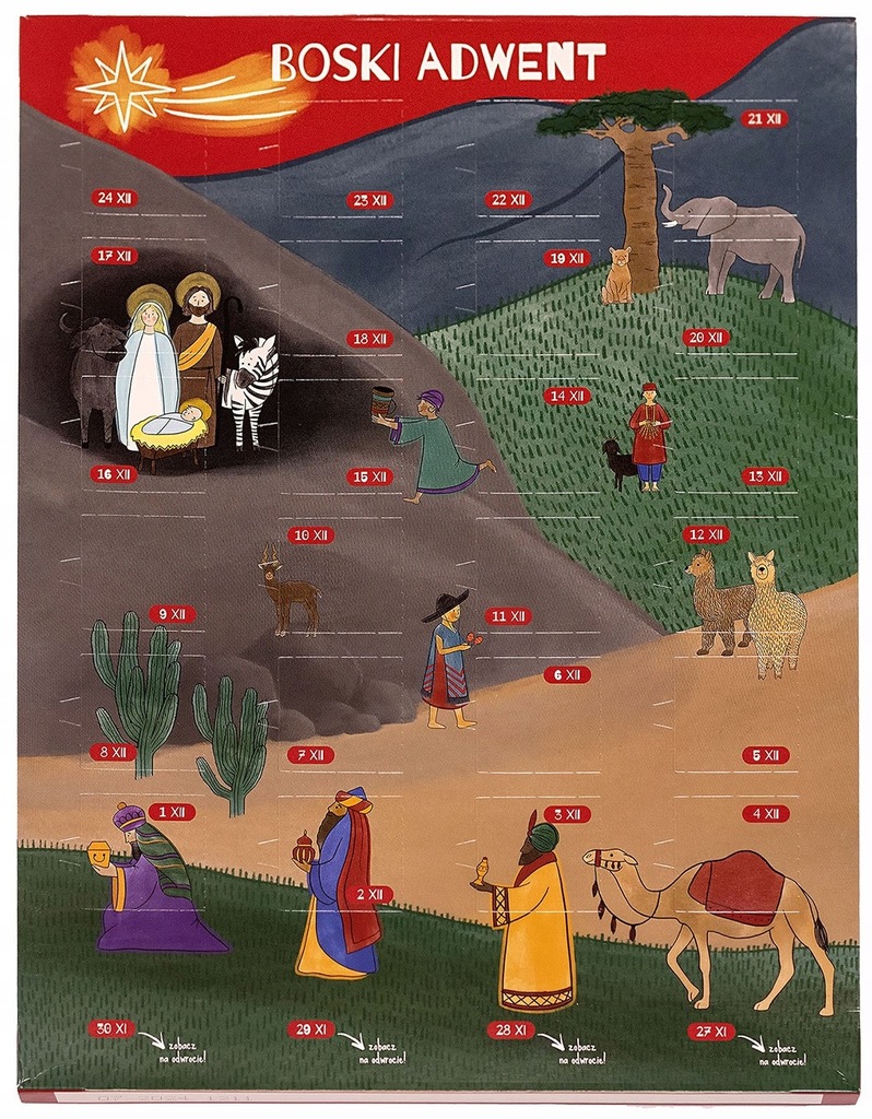 KALENDARZ ADWENTOWY 2022 BOSKI ADWENT (czekoladki) - 12810295395 - oficjalne archiwum Allegro