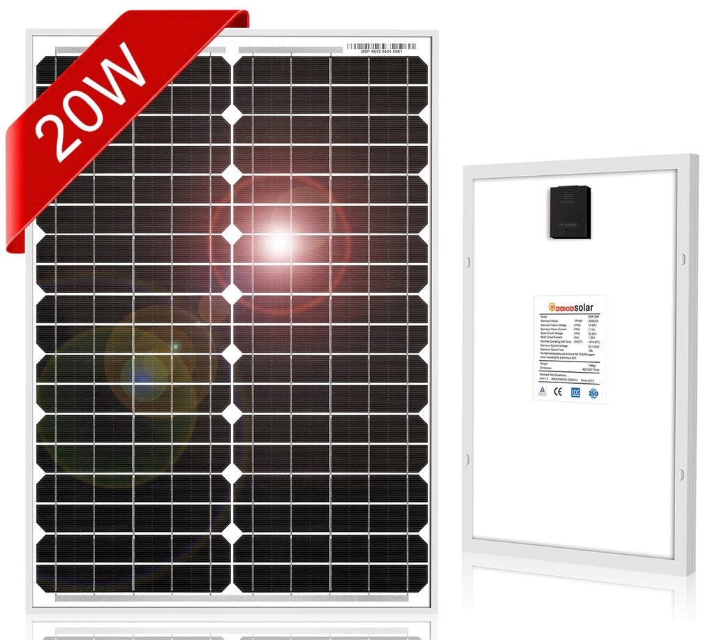 DOKIO SOLAR DSP-20M PANEL SOLARNY SŁONECZNY 20W - 12907503973 ...