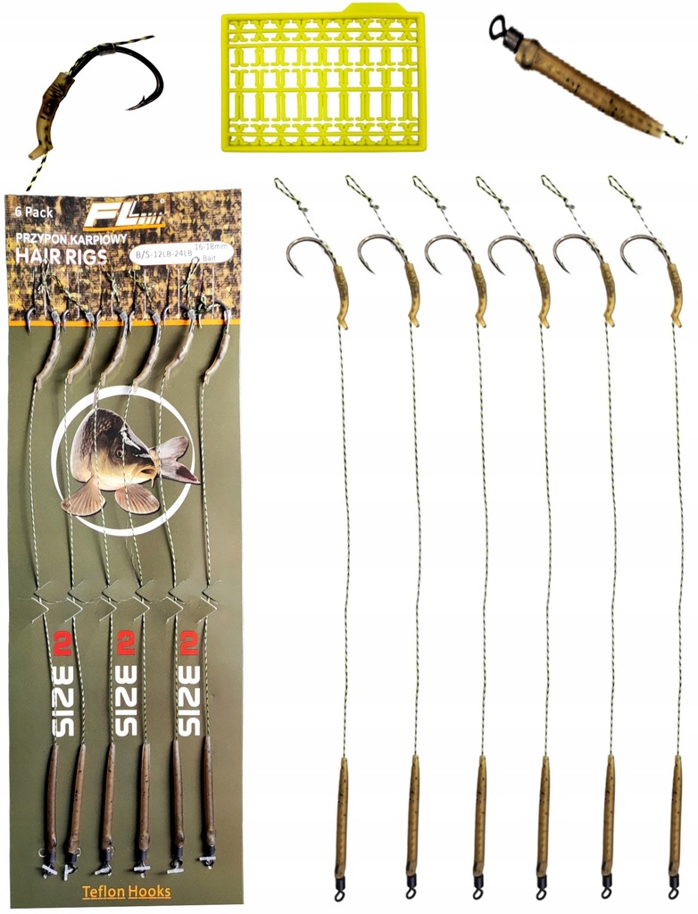Przypony karpiowe z włosem hak 2 na plecionce 6szt - 13214913190 - oficjalne archiwum Allegro