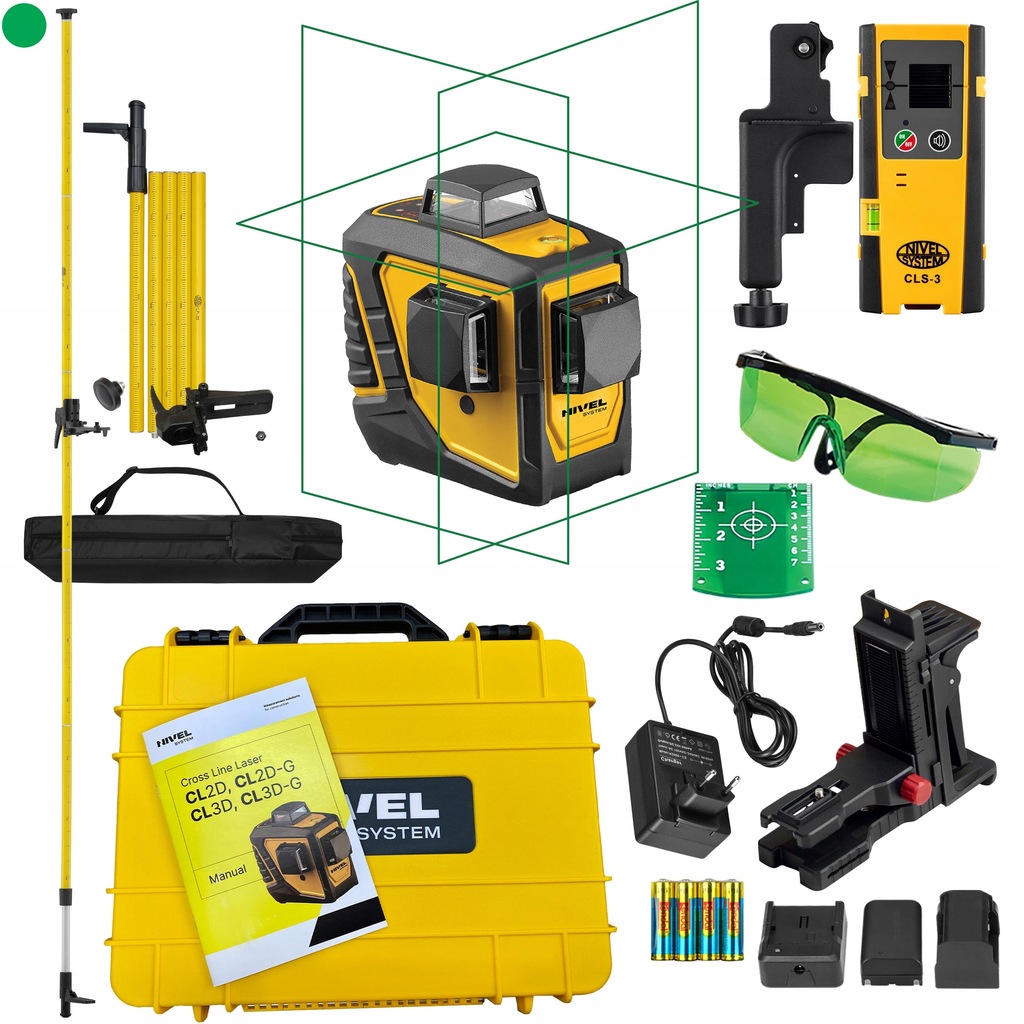 LASER ZIELONY NIVEL SYSTEM CL3D-G + CZUJNIK TYCZKA - 10747850124 ...