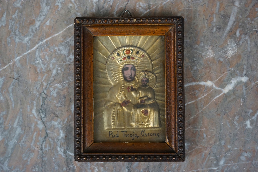 Stary mały obrazek obraz Matka Boska Częstochowska Pod Twoją Obronę ...
