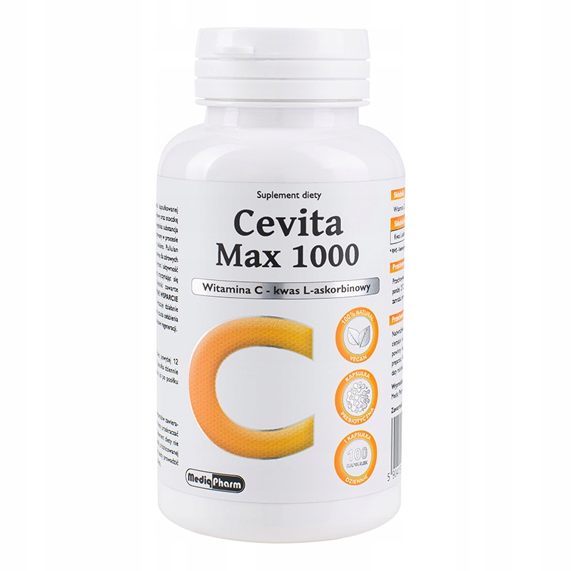Cevita Max 1000 - witamina C 100 kapsułek Pullulan - 10678677207 ...
