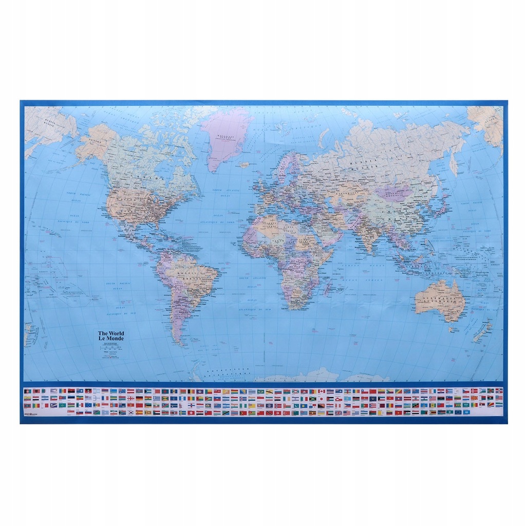 HIGH-GLOSS SILK POSTER WORLD MAP ENGLISH LETTER WORLD MAP MURAL MAP ...