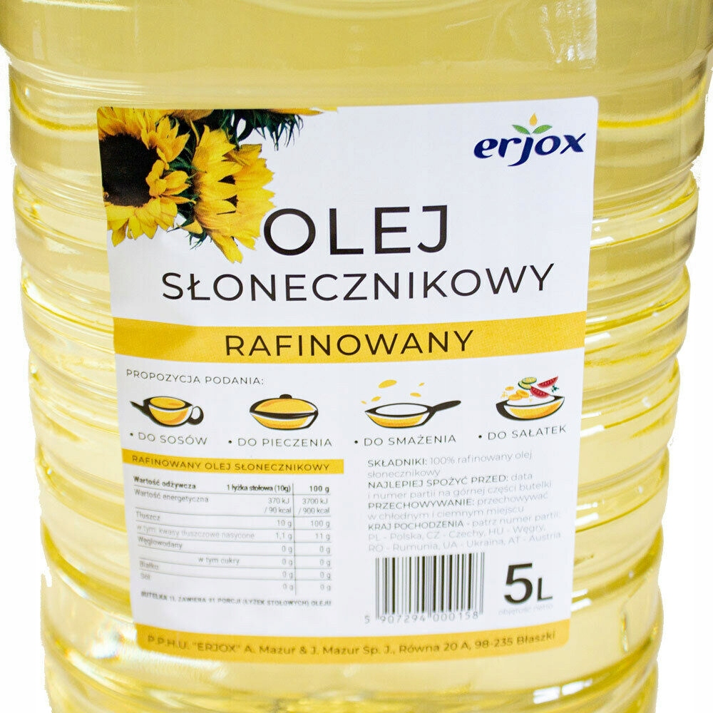 Olej Słonecznikowy 5L Rafinowany do smażenia gotow - 12868510185 - oficjalne archiwum Allegro
