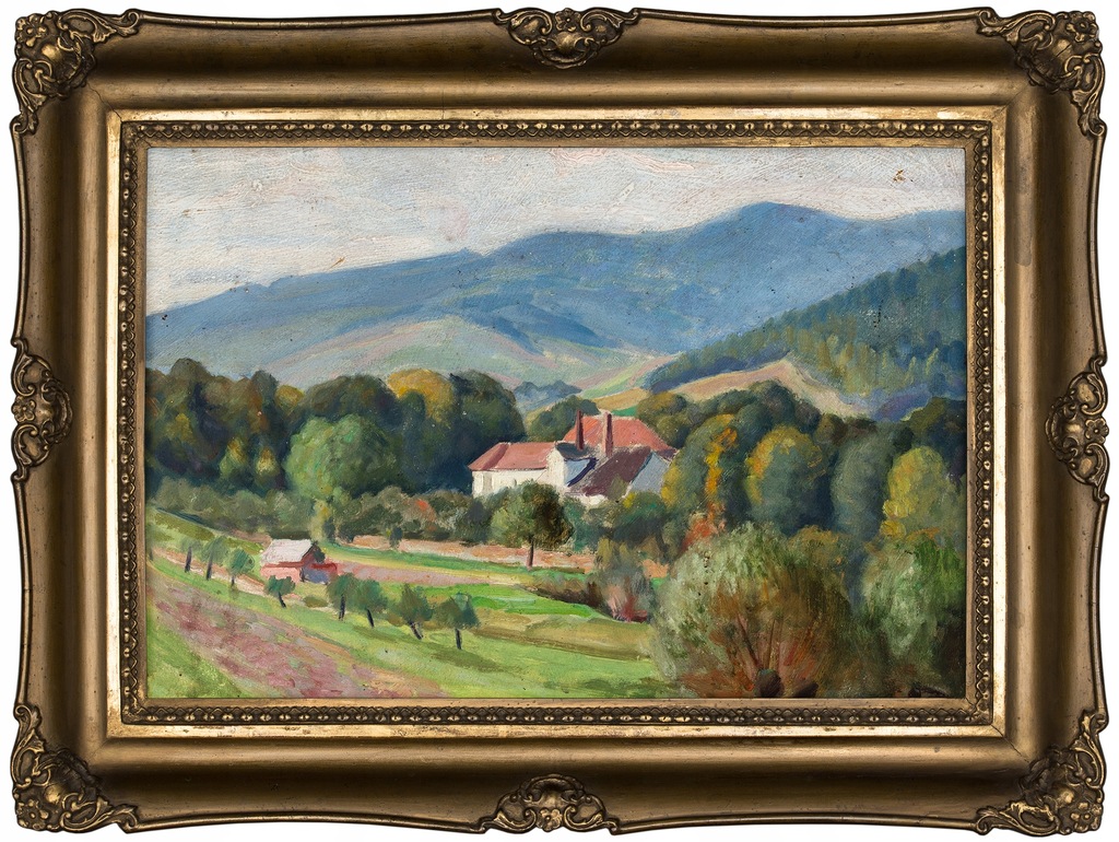 Józef CHLEBUS (1893-1945) 'Pałac w Jaszczurowej', olej na tekturze ...