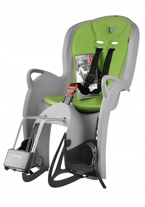 FOTELIK ROWEROWY HAMAX KISS DO RAMY SZARO-ZIELONY - 10429810530 - oficjalne archiwum Allegro