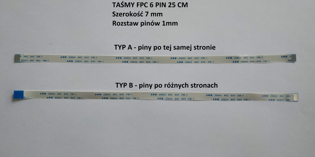 TAŚMA FPC 6 PIN 25cm AWM 20624 80C 60V VW-1 - 8306108002 - oficjalne ...