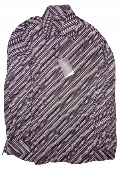 MARIO CONTI koszula kolorowy ukośny prążek Nowa XL - 12097824661 ...