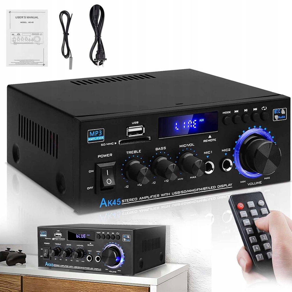 MINI WZMACNIACZ AUDIO CYFROWY WZMACNIACZ WZMACNIACZ BLUETOOTH STEREO 12V - 16722886125 ...