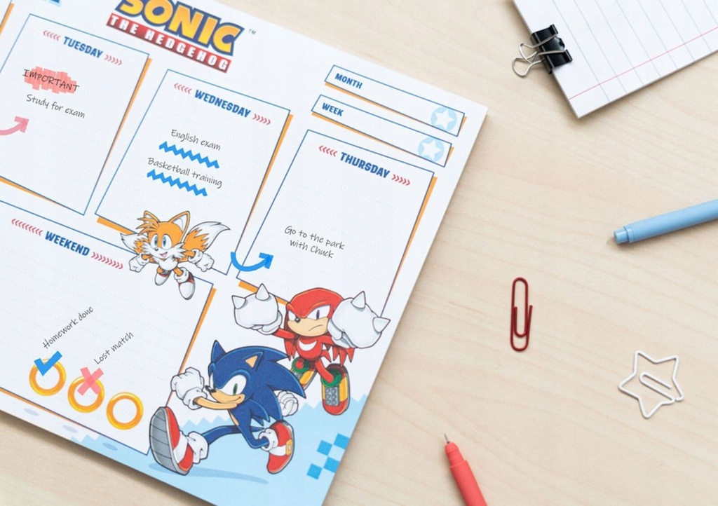 Oryginalny planer tygodniowy plan lekcji Sonic A4 - 11999204594 ...
