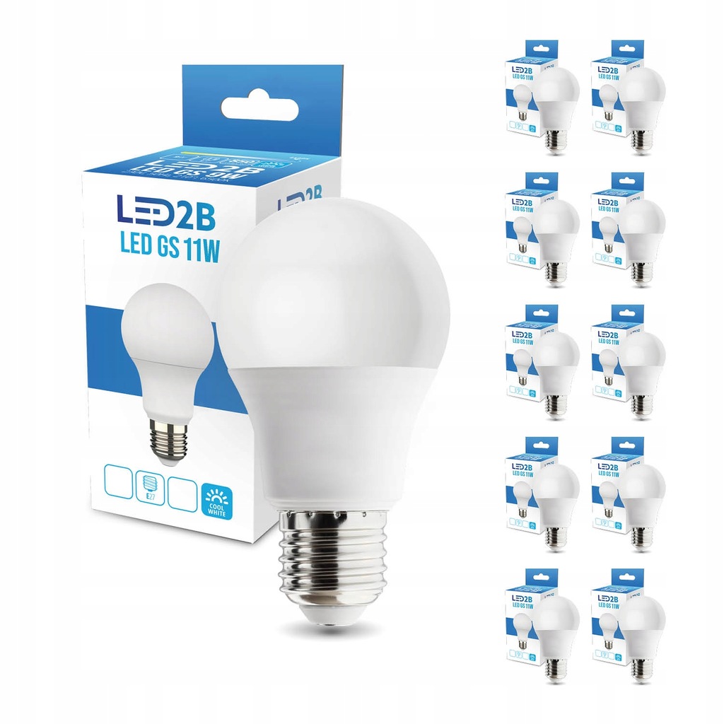 Żarówka 10x Led E27 11W barwa światła Zimna 6500K - 14056227338 - oficjalne archiwum Allegro