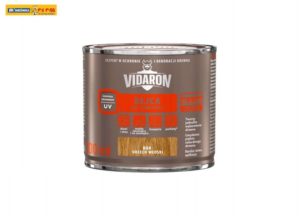 Bejca do Drewna Orzech Włoski B04 0,2L VIDARON - 11925571762 ...