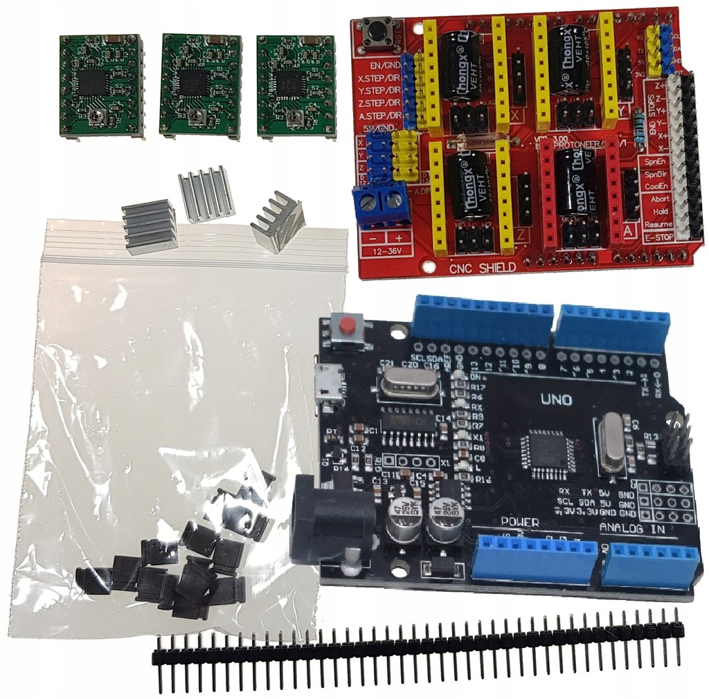 Zestaw Cnc Shield V3 Uno R3 Mikrousb 3 A4988 9207619855