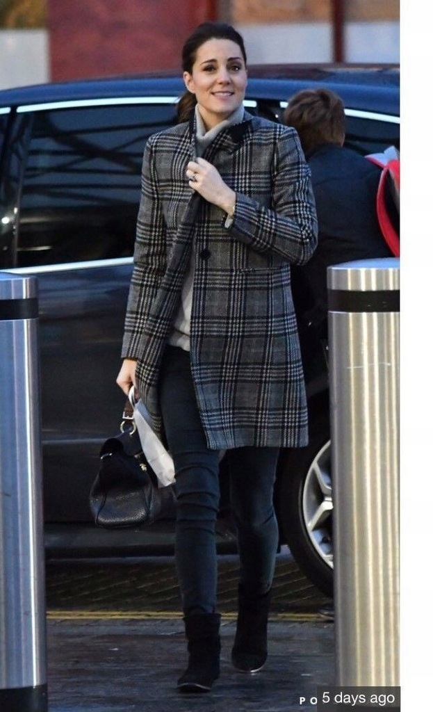 ZARA PŁASZCZ W KRATKĘ KATE MIDDLETON WEŁNA R. M - 7870747496 ...